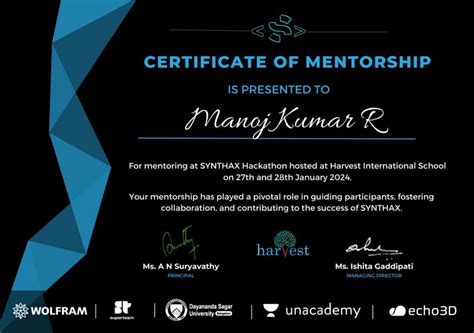Manoj Kumar R On Linkedin Mentorship Hackathon Synthax Harvestinternationalschool