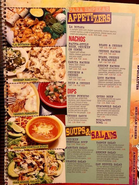 Menu At Garcias Mexican Restaurant And Cantina Granbury Ne Loop 567