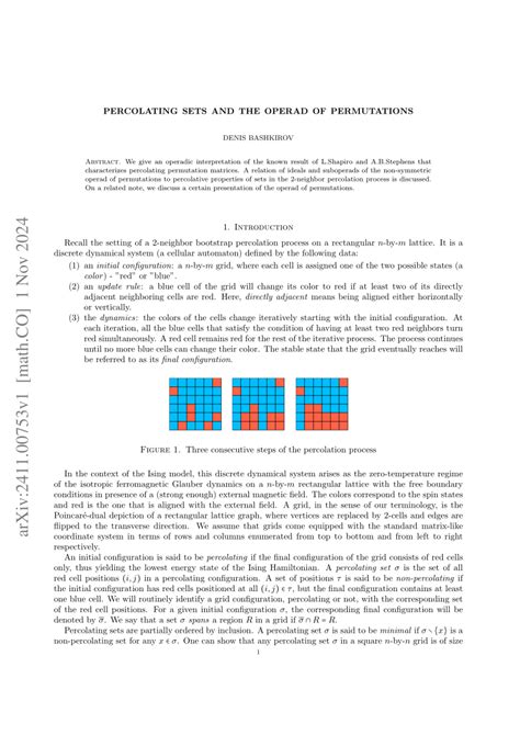 Pdf Percolating Sets And The Operad Of Permutations