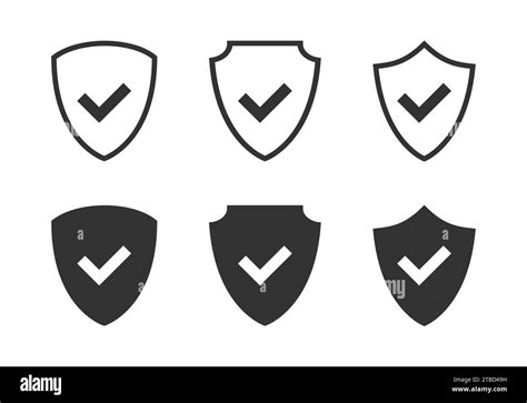 Shield With A Checkmark In The Middle Protection Icon Concept Shield