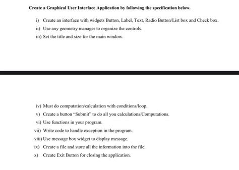 Create A Graphical User Interface Application By Chegg
