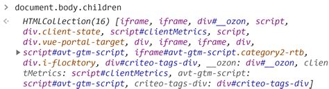 Javascript Как получить детей Html элемента Body