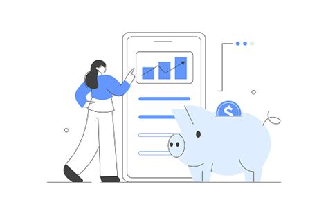돈을 투자하는 캐릭터 저금통 재무 그래프 차트 다이어그램 및 기타 데이터를 분석합니다 거래 개념 주식 시장 분석 평면 만화 벡터