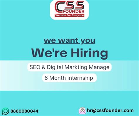 Css Founder Pvt Ltd On Linkedin We Are Hiring Fresher Internship