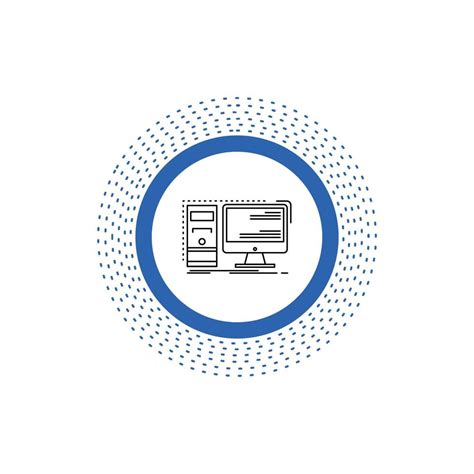 Computer Desktop Hardware Workstation System Line Icon Vector