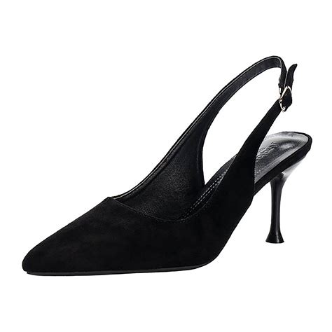 Cathalem Women S Pumps Chunky Heel Slingback Heels For Women Pointed Toe Stiletto Heels Closed