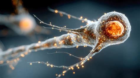 Glowing Neural Synapse Transmitting Signals Depicting Complex