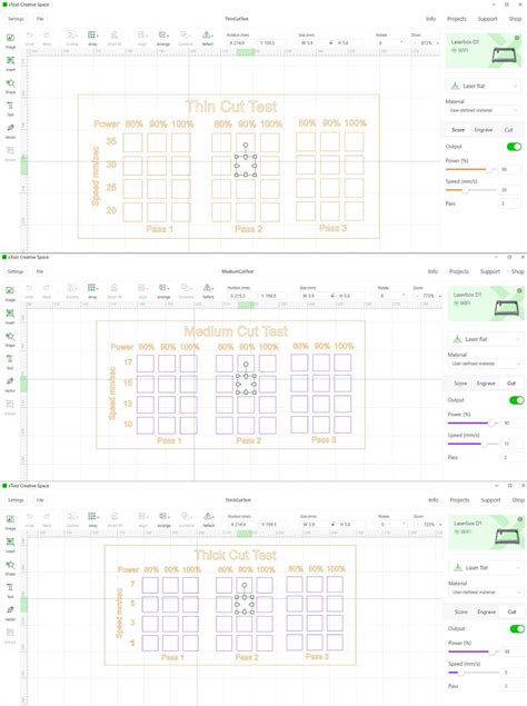 Creative Space Xtool D1 Laser Test Files Engrave Test Cut Etsy