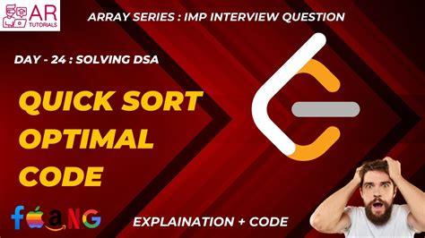 Quick Sort C Optimal Code Leetcode Dsa Day 24 Youtube