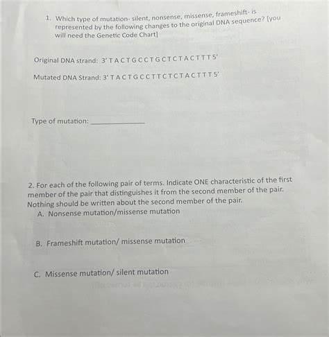 Which Type Of Mutation ﻿silent Nonsense Missense