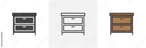Vettoriale Stock Chest Of Drawers Icon Line Solid And Filled Outline Colorful Version Outline