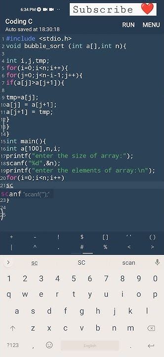 Bubble Sort In C Using Function 🔥🔥 Youtube