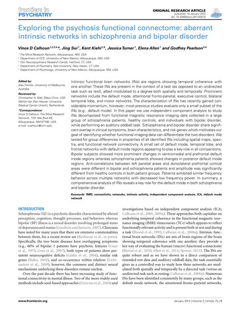 Pdf Exploring The Psychosis Functional Connectome Aberrant Intrinsic