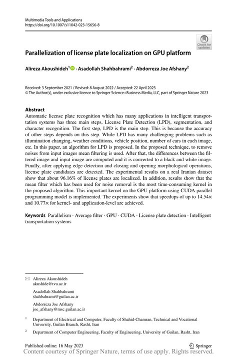 Parallelization Of License Plate Localization On Gpu Platform Request Pdf