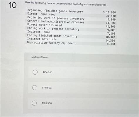 Solved Use The Following Data To Determine The Cost Of Chegg