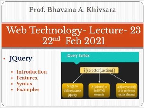 JQuery Introduction Features JQuery Syntax JQuery Examples YouTube