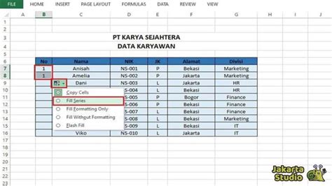 cara membuat nomor urut otomatis di microsoft excel