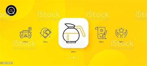 커피 포트 캐쉬백 및 주차 최소 라인 아이콘 웹 응용 프로그램의 경우 인쇄합니다 벡터 Championship에 대한 스톡 벡터