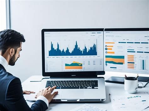 premium ai image a woman sits at a desk with a computer screen