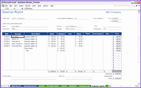 Treasurer Report Template