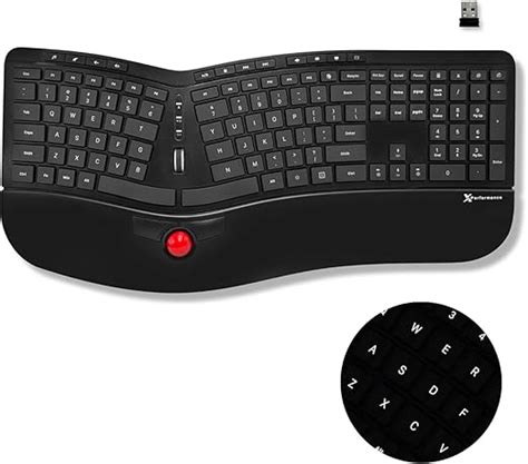 Amazon Com X Performance Ergonomic Wireless Keyboard With Trackball Rechargeable Backlit