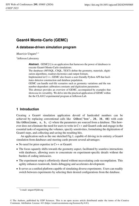 pdf geant4 monte carlo gemc a database driven simulation program