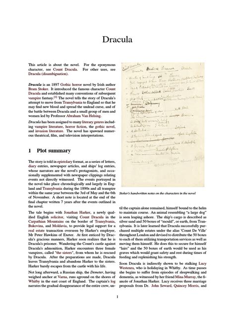 Dracula 1 Plot Summary Pdf Dracula Mina Harker