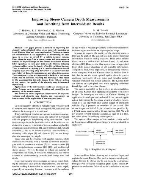 Pdf Improving Stereo Camera Depth Measurements And Benefiting From Intermediate Results