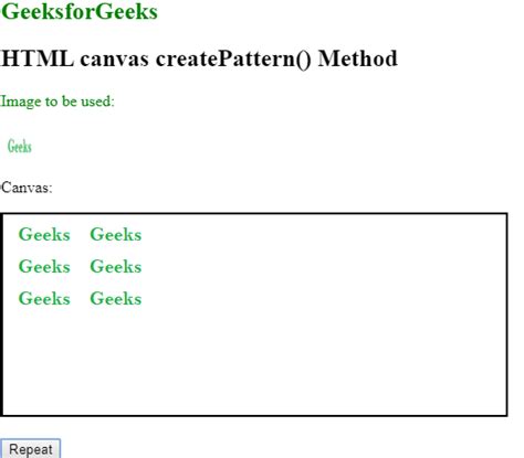 HTML Canvas CreatePattern Method GeeksforGeeks