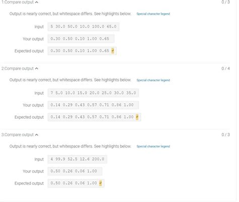 solved output is nearly correct but whitespace differs see