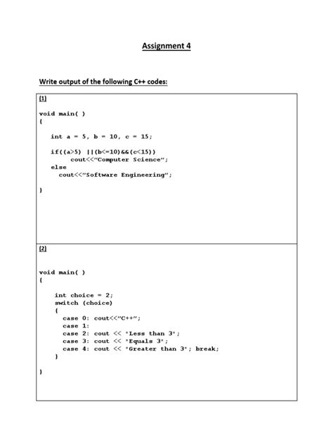 Assignment 4 Write Output Of The Following C Codes Pdf Models Of Computation Computer