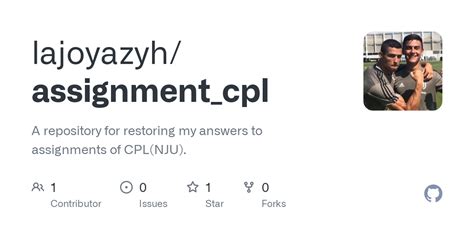 Github Lajoyazyhassignmentcpl A Repository For Restoring My