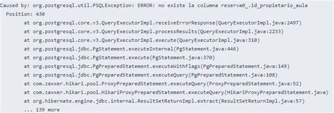 org.postgresql.util.PSQLException: ERROR: no existe la columna reserva0 ...