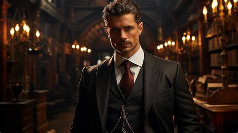 Premium AI Image Gentleman In The Library Business Casual Look