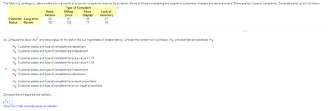 Solved a Compute the value of χ2 and the p value for the Chegg com