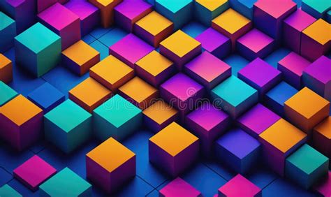 A Colorful Array Of Cubes Primarily Orange Blue And Purple Create A Geometric Pattern