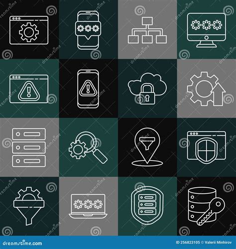 Set Line Server Security With Key Browser Shield Arrow Growth Gear