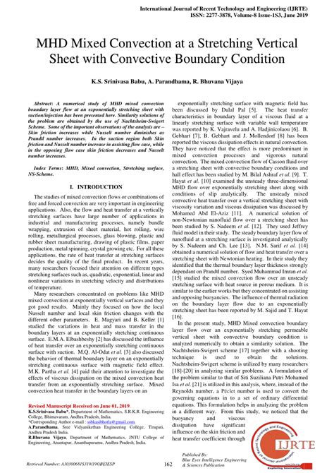 PDF MHD Mixed Convection At A Stretching Vertical Sheet With Convective Boundary Condition