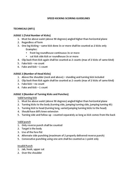 Assessing Speed Kicking Performance Guidelines For Scoring Technical