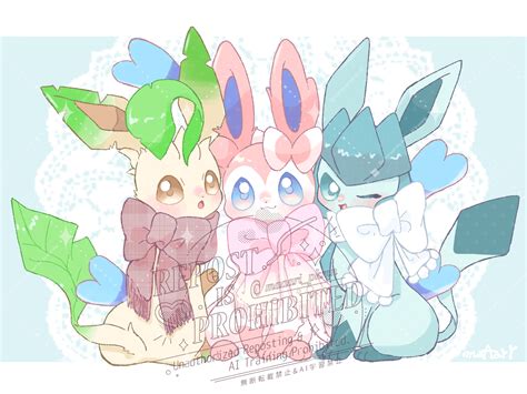 Sylveon Glaceon And Leafeon Pokemon Drawn By Maaari Pkmn Danbooru