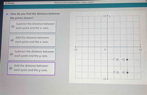 Solved I Ready Distance In The Coordinate Plane — Quiz — Level F How