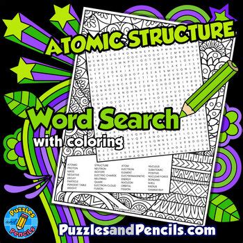 Atomic Structure Word Search Puzzle With Coloring Activity Physics Wordsearch