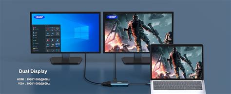 BENFEI USB C Docking Station In USB C Hub With Triple Display Dual HDMI VGA USB