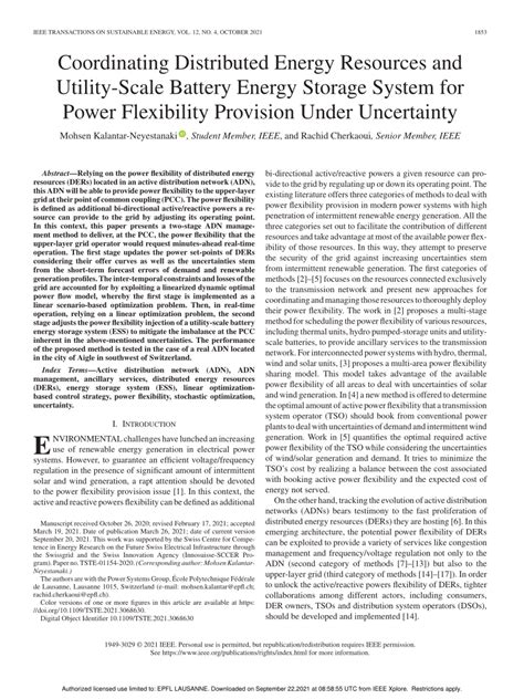 pdf coordinating distributed energy resources and utility scale battery energy storage system