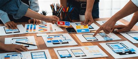 creative front end developer brainstorming ui design scrutinize stock