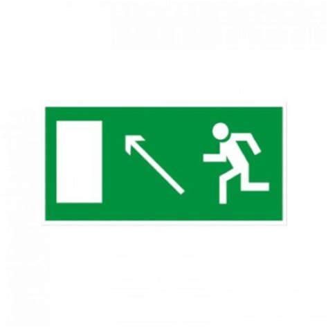Знак безопасности Направление к эвакуационному выходу налево вверх E06