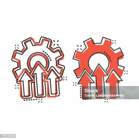 만화 스타일의 개선 아이콘 흰색 고립 된 배경에 기어 프로젝트 만화 벡터 그림 생산성 스플래시 효과 비즈니스 개념 개선에 대한 스톡 벡터 아트 및 기타 이미지 Istock