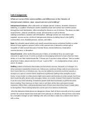 Unit 6 Assignment Docx Unit 6 Assignment What Are Some Of The Commonalities And Differences