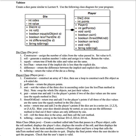 Solved Yahtzee Create A Dice Game Similar To Lecture Use Chegg