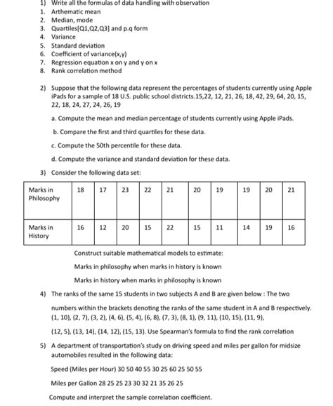 1 Write All The Formulas Of Data Handling Studyx